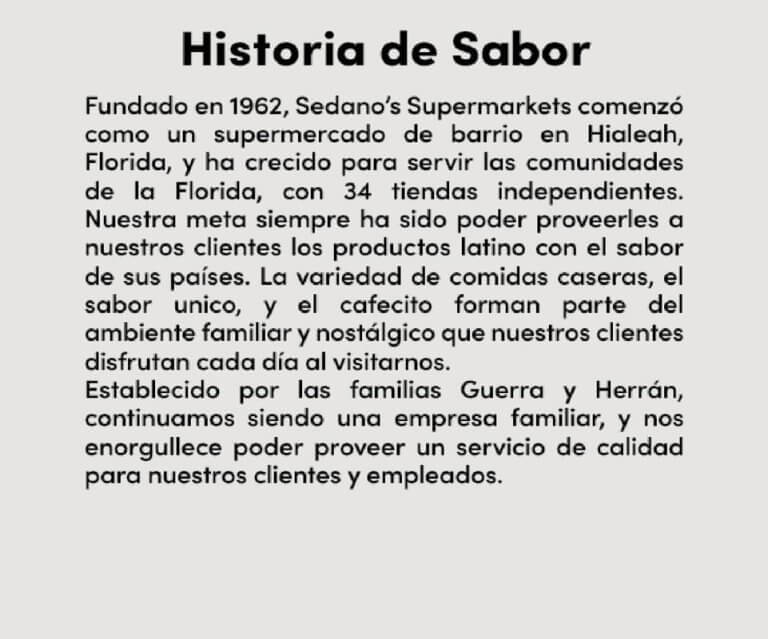 History | Sedano's Supermarkets